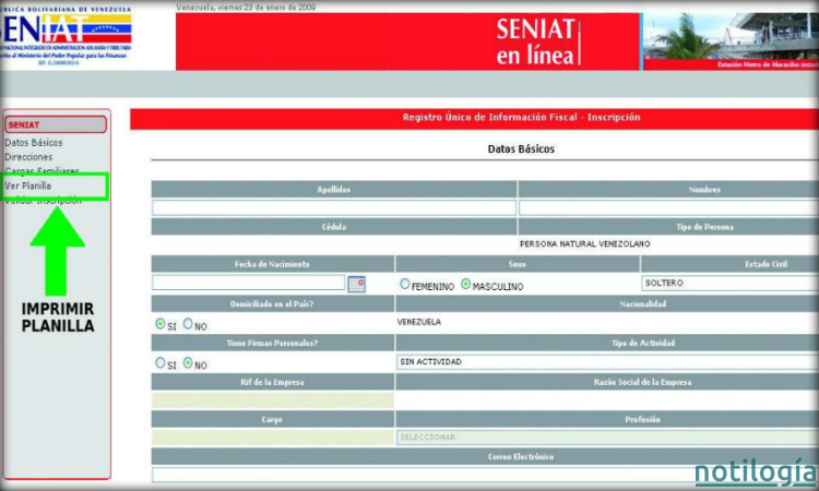 Cómo Sacar Planilla RIF del SENIAT - Notilogía
